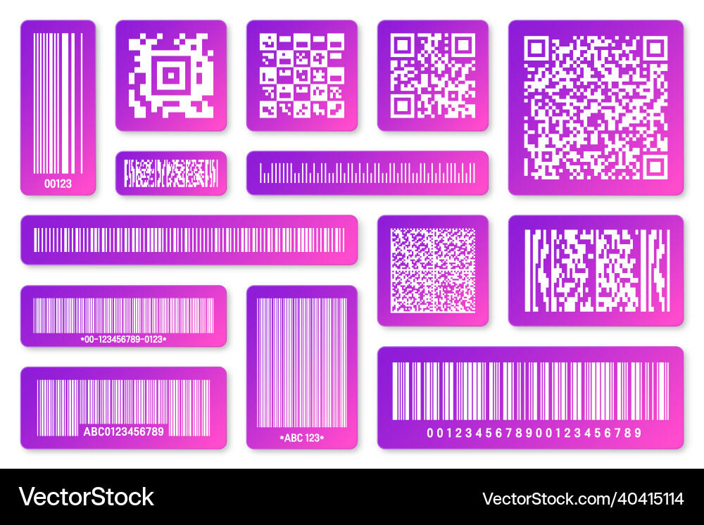 Moderne bunte Produkt Barcodes und qr Codes Vektorbild