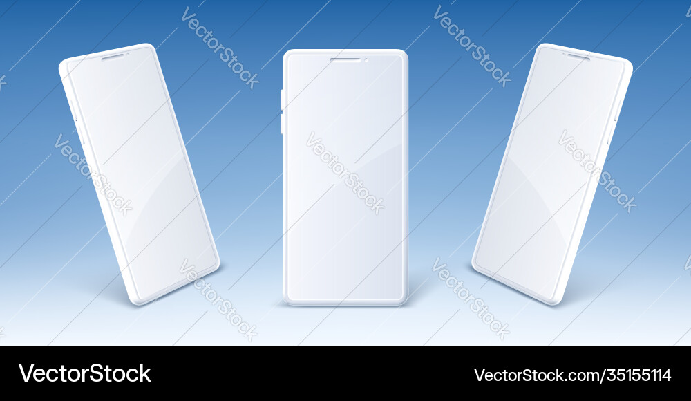 White mobile phone smartphone mockup Royalty Free Vector