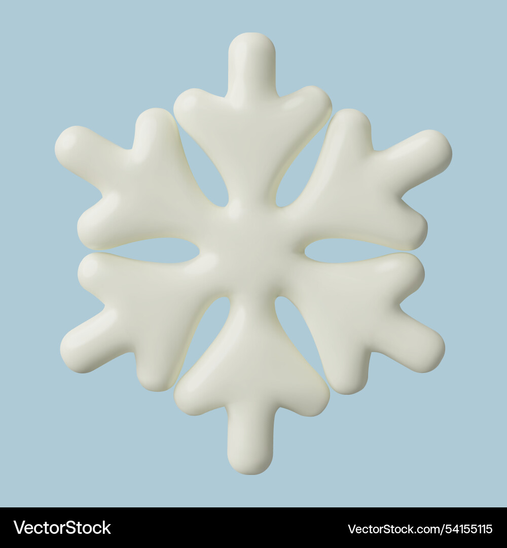 3d minimal white snowflake icon realistic glossy Vector Image