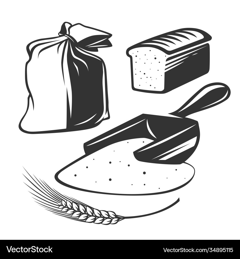 Bread and bag grains Royalty Free Vector Image