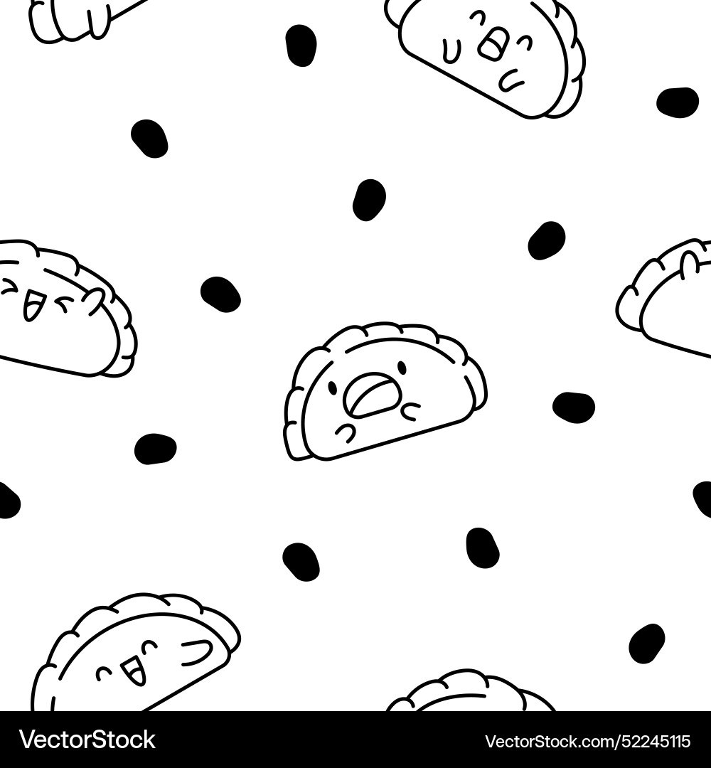 Cute kawaii dumpling coloring page Royalty Free Vector Image