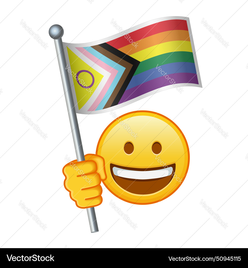 Emoji with new progress pride flag large size Vector Image