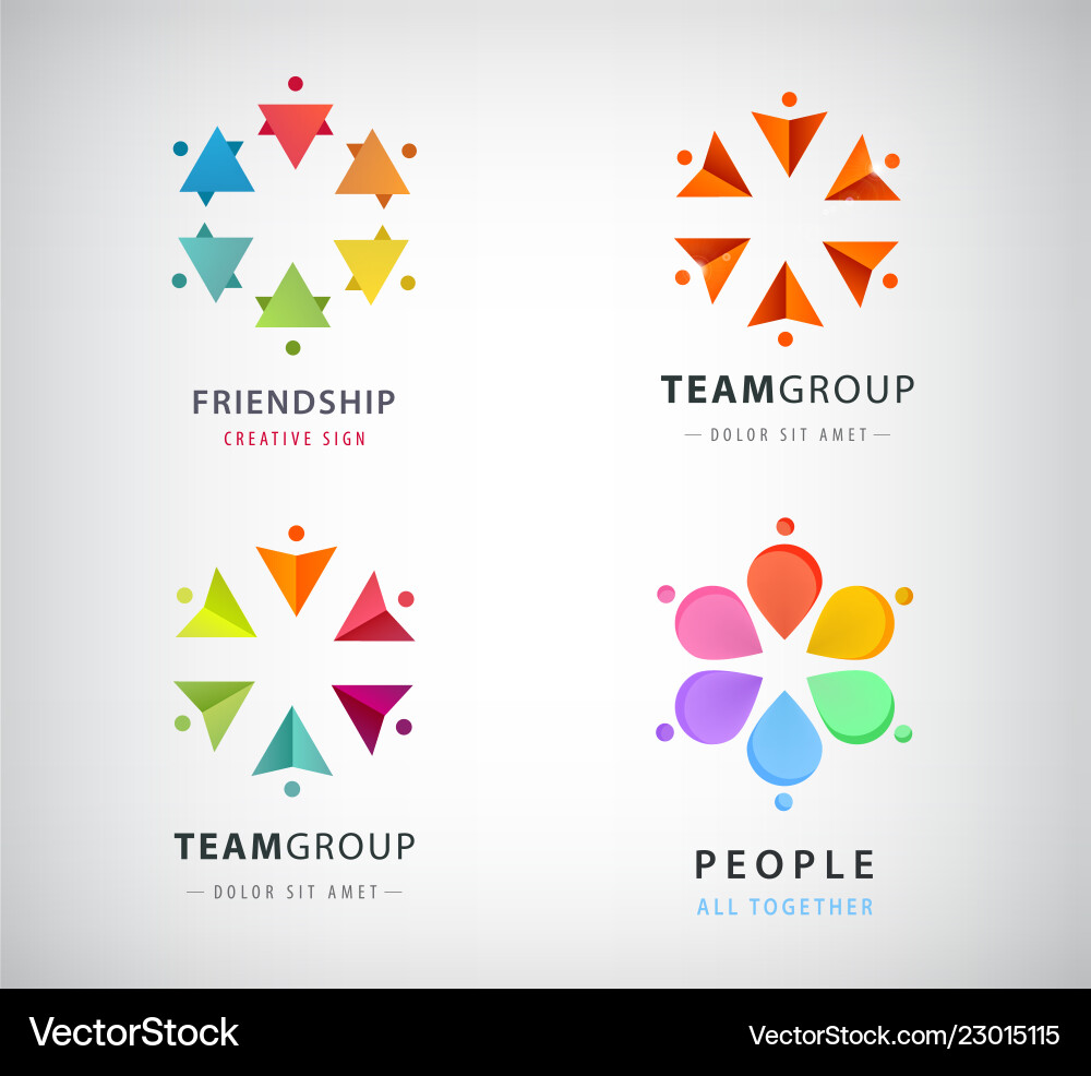 Set of human people circle group logos Royalty Free Vector