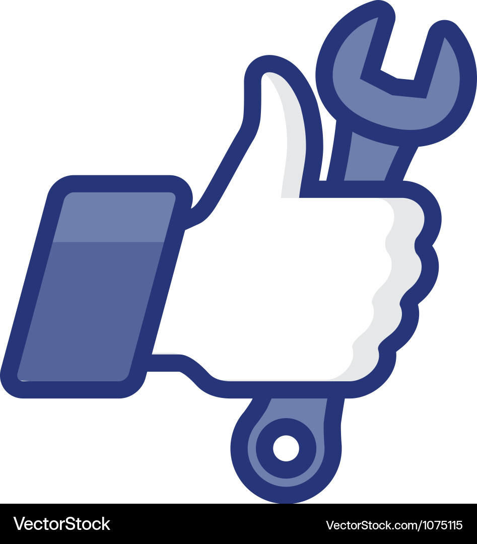 Thumbs up icon with wrench Royalty Free Vector Image
