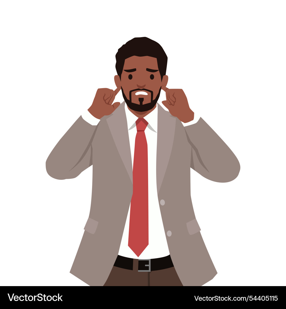 Young man covering ears and silence concept Vector Image