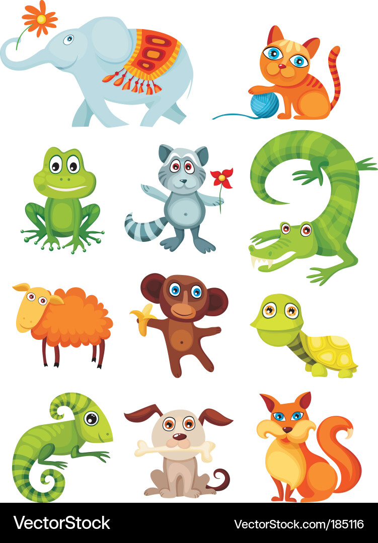 Animal set Royalty Free Vector Image - VectorStock