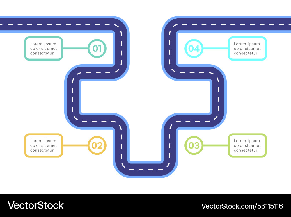 Colorful roadmap infographic with 4 step process Vector Image
