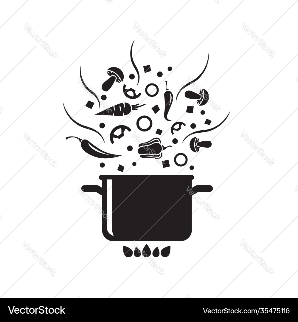 Cooking process on pan Royalty Free Vector Image