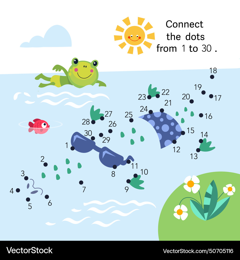 Dot to connect the dots from 1 30 puzzle Vector Image