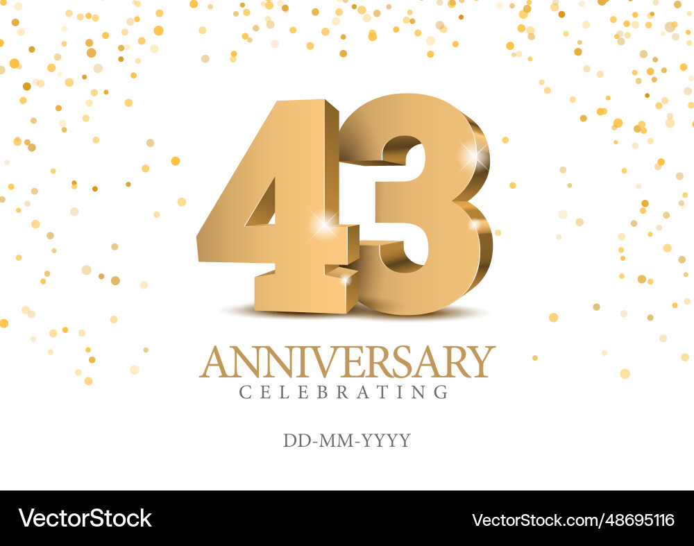 Gold Anniversary 43 Numbers Royalty Free Vector Image
