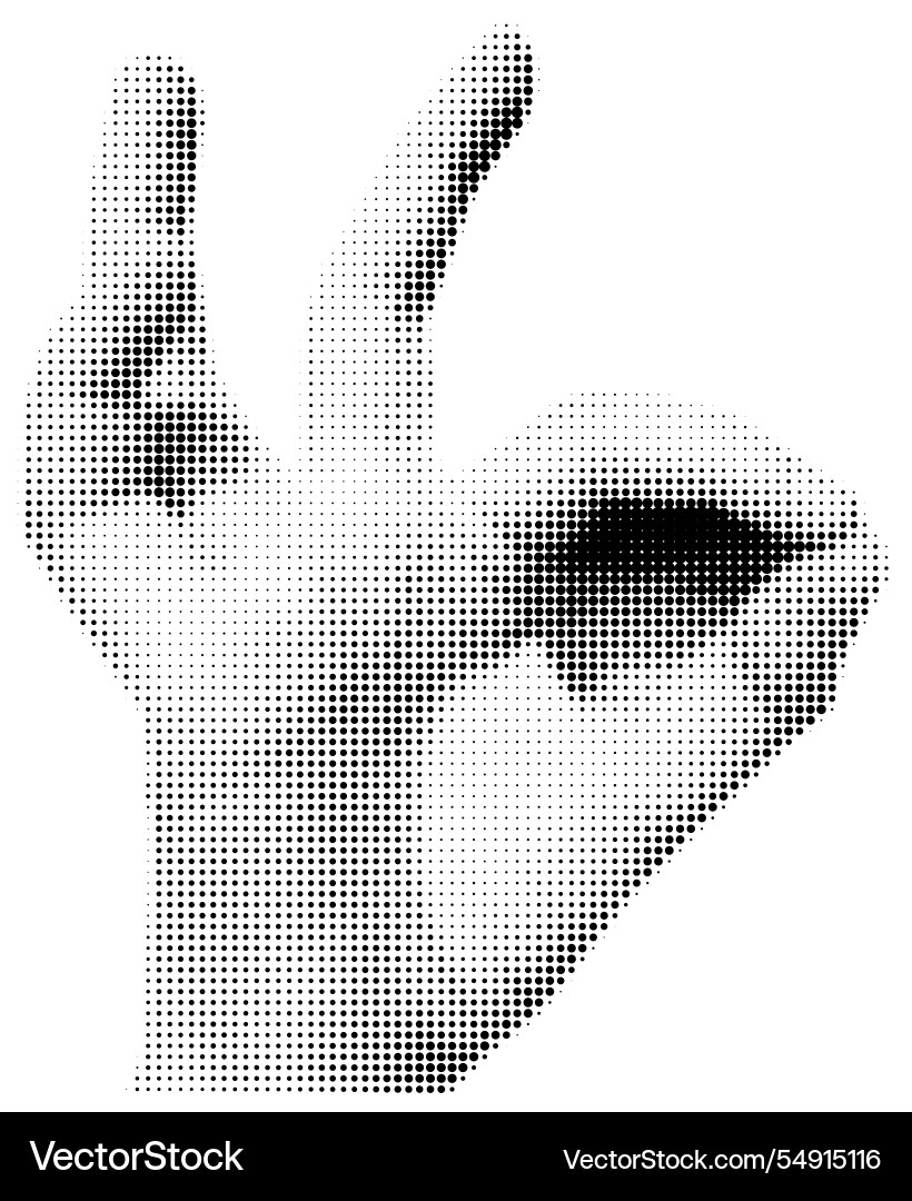 Halftone hand showing ok sign Royalty Free Vector Image