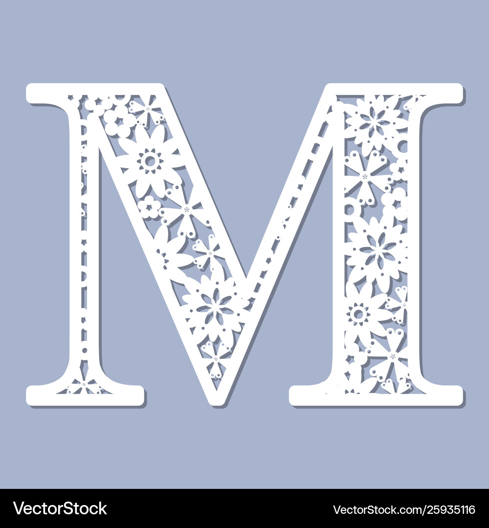 Laser Cut M Letter Pattern Royalty Free Vector Image