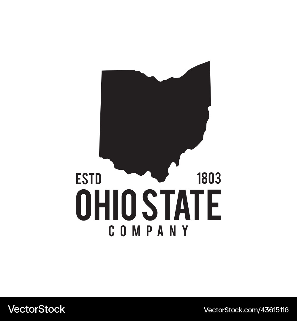 Ohio state map outline logo design Royalty Free Vector Image