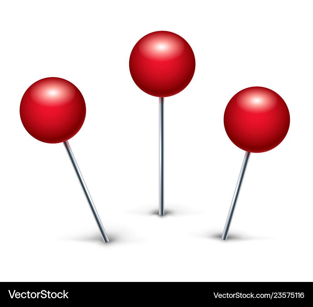 Paper pushpins isolated on white Royalty Free Vector Image