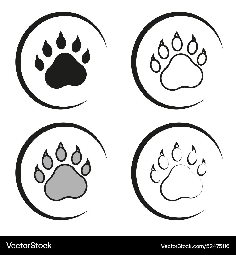 Tigers footprint in different forms animal Vector Image