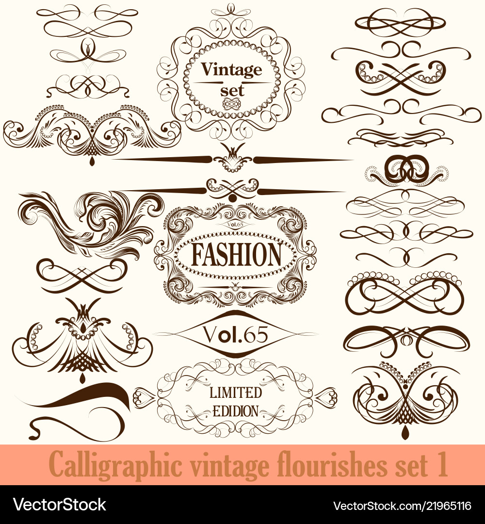 Vintage Calligraphic Flourish Set Royalty Free Vector Image