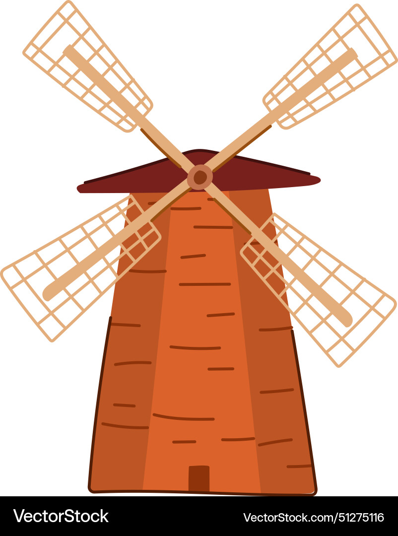 Wheat mill farm cartoon Royalty Free Vector Image