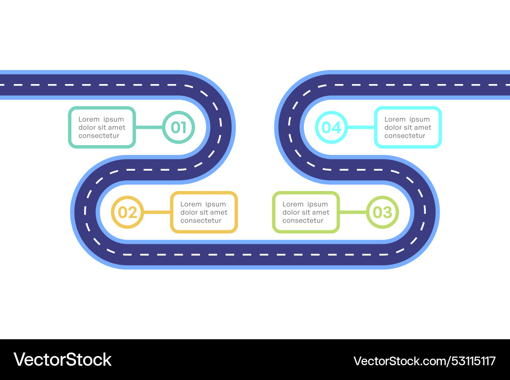 Colorful roadmap infographic with 4 step process Vector Image