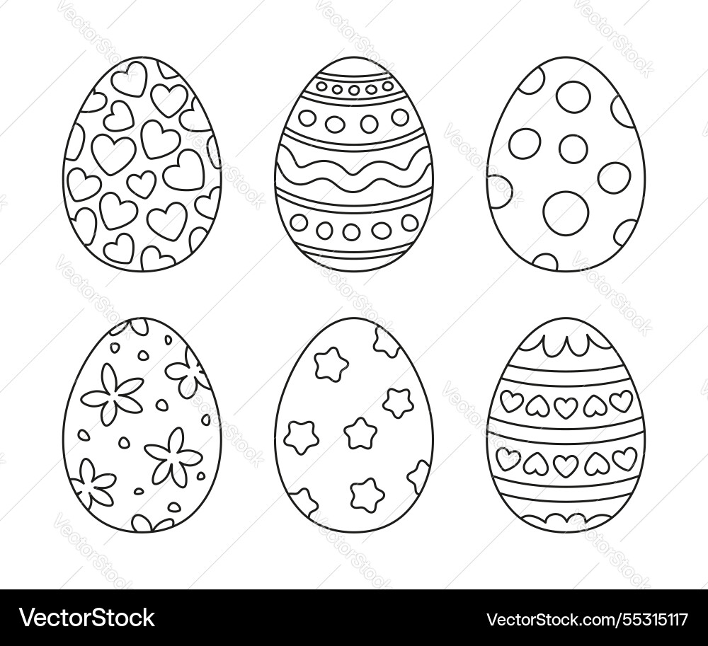 Coloring pages with easter eggs Royalty Free Vector Image