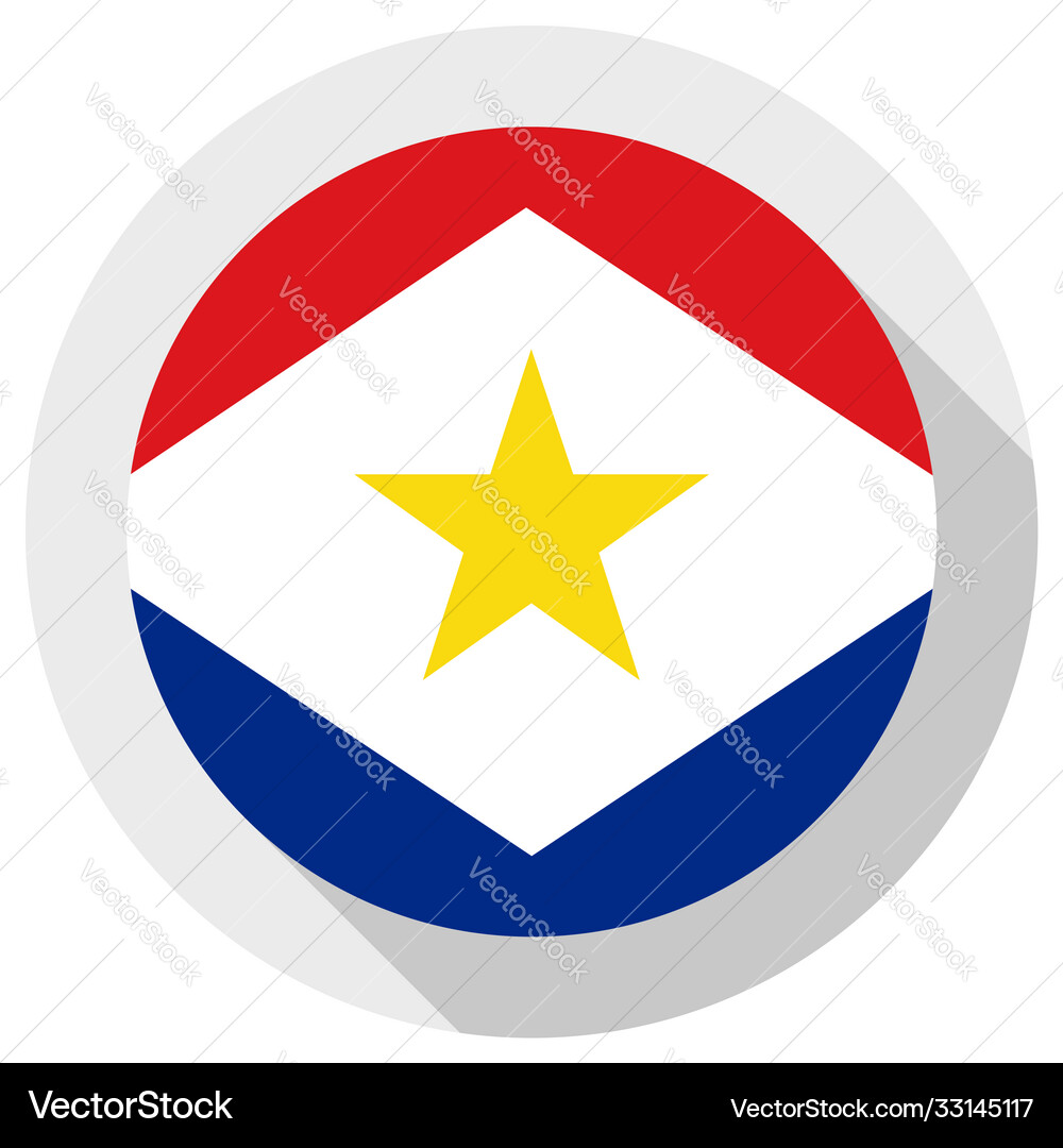 Flag saba round shape icon on white background Vector Image