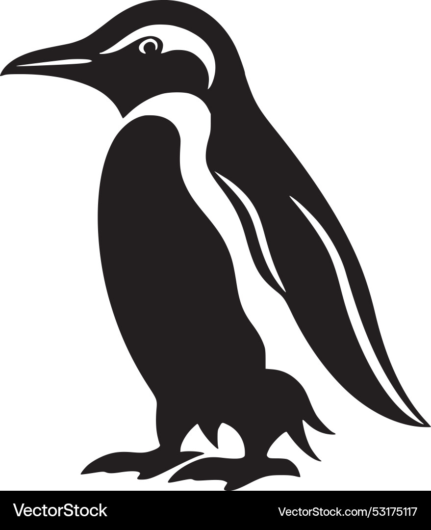 Penguin - black and white Royalty Free Vector Image