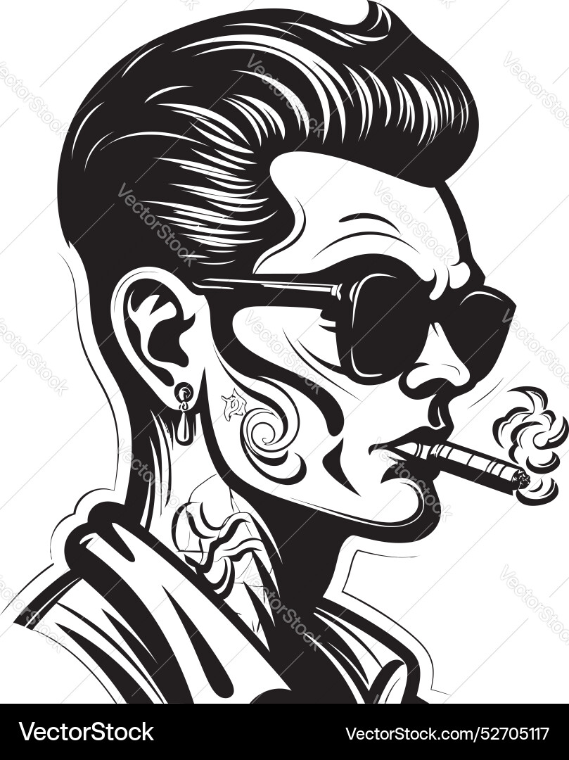 Smokin style cartoon guy with smoking Royalty Free Vector