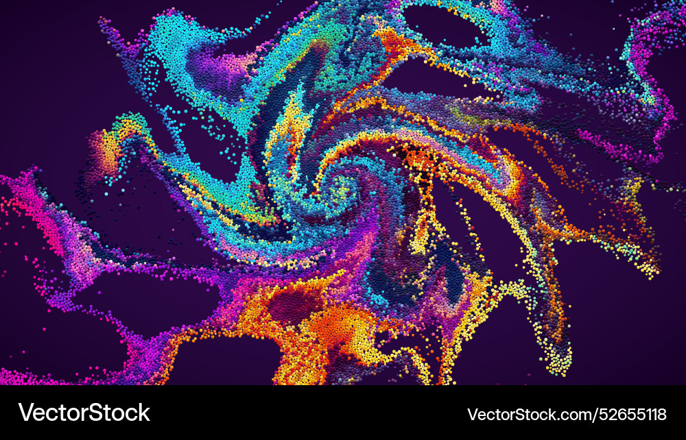 Colorful rainbow dynamic particles flowing swirl Vector Image