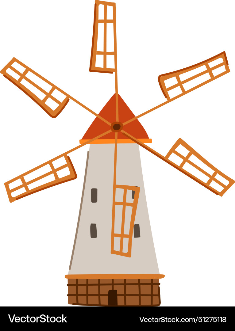 Energy mill farm cartoon Royalty Free Vector Image