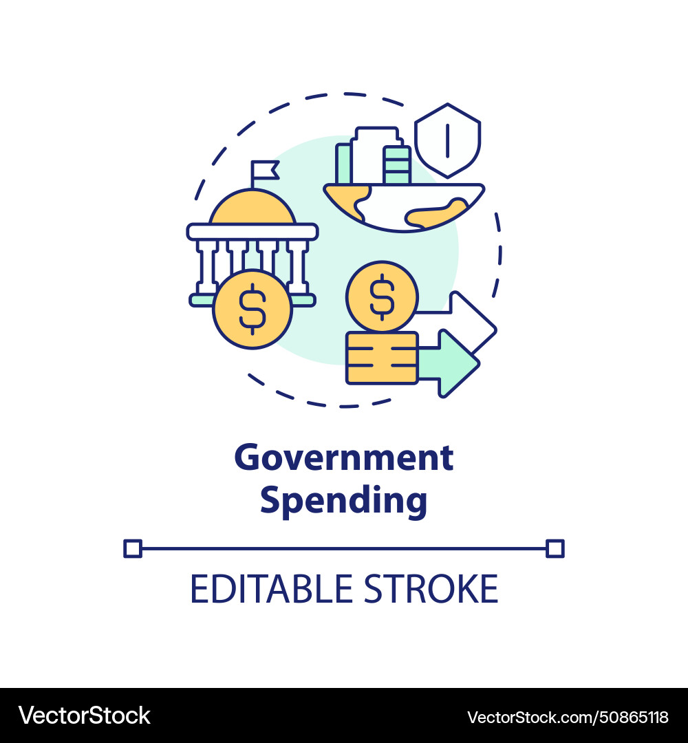 Government spending multi color concept icon Vector Image