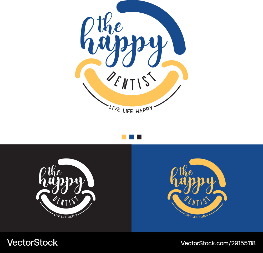 Happy dentist logo template design Royalty Free Vector Image