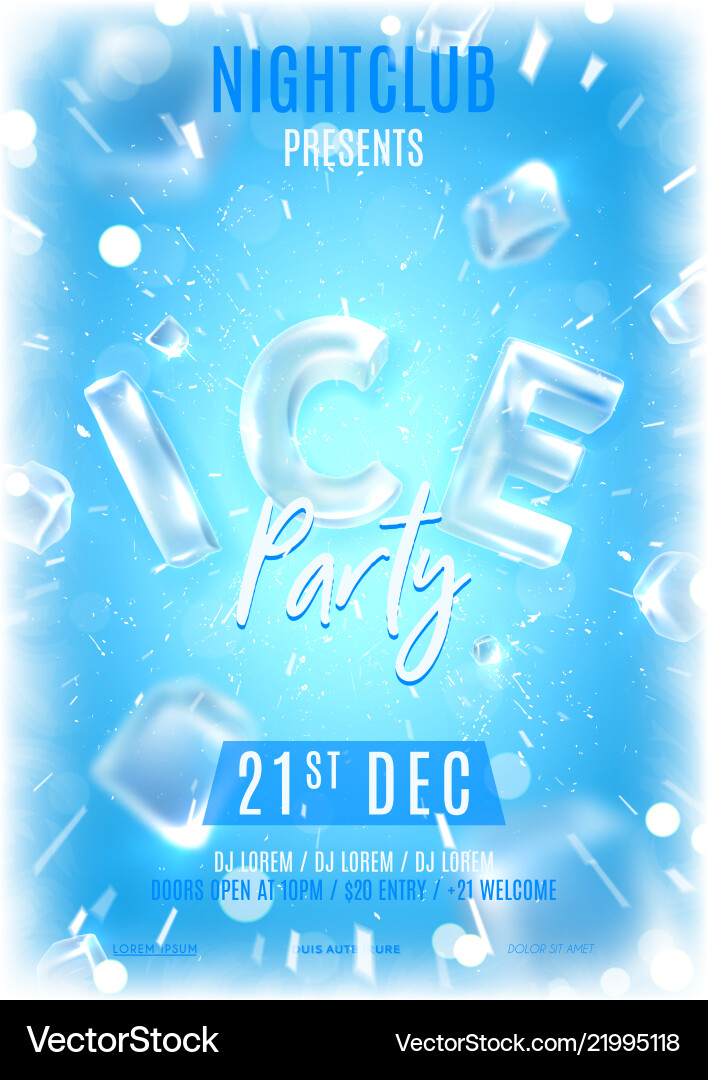 Ice party flyer template Royalty Free Vector Image