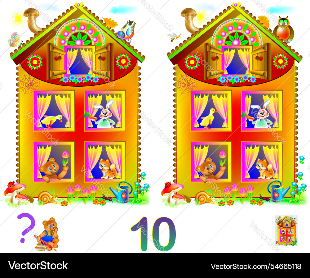 Logic puzzle game for young children need to find Vector Image