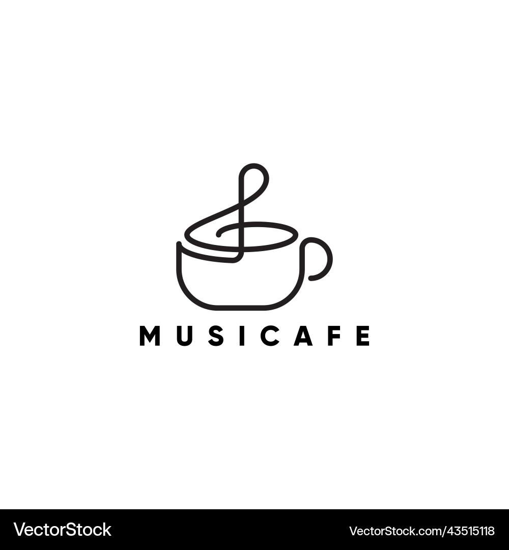 Musical note symbol cafe creative logo Royalty Free Vector