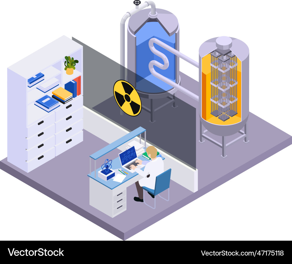 Nuclear lab isometric composition Royalty Free Vector Image