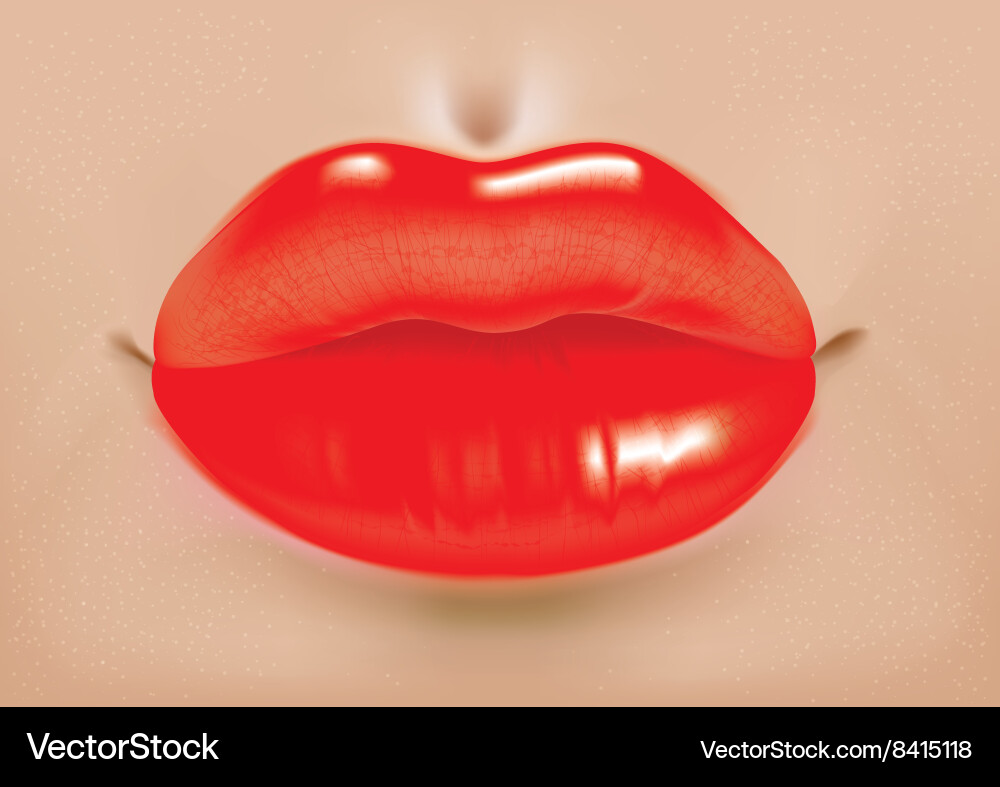 Red glossy lips Royalty Free Vector Image - VectorStock