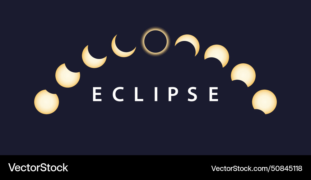 Stages of total solar eclipse Royalty Free Vector Image