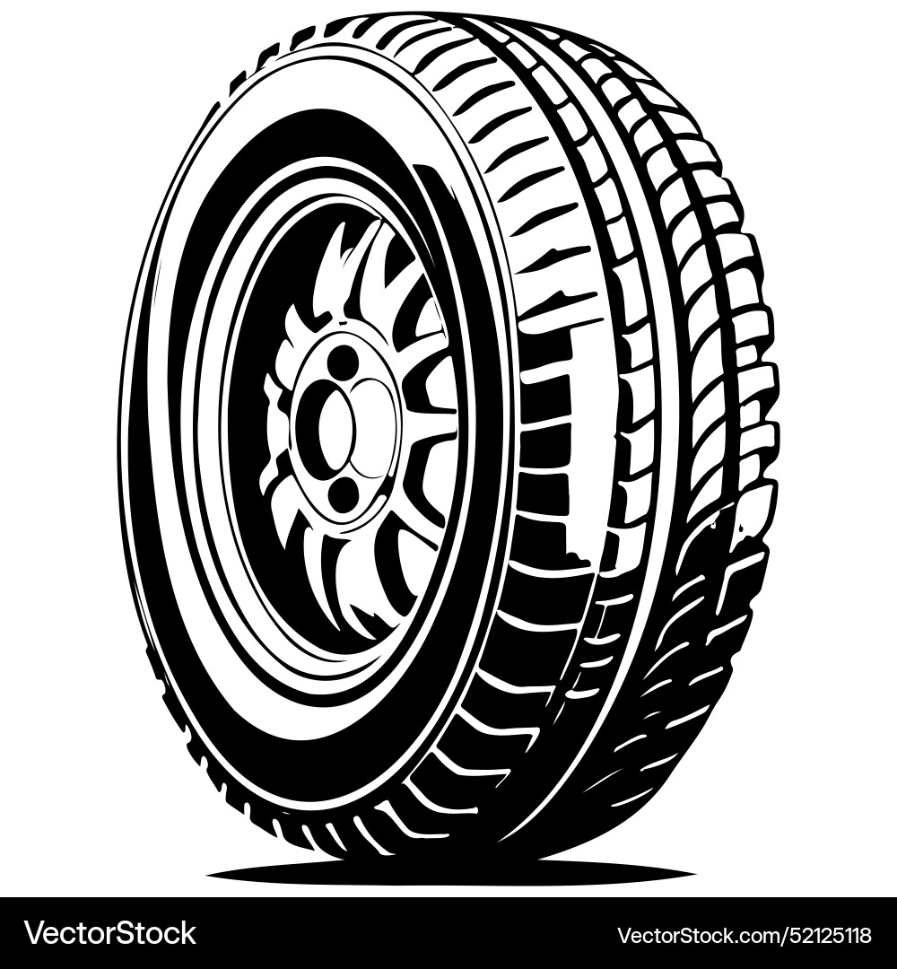 Tire drawing line head art black realistic Vector Image