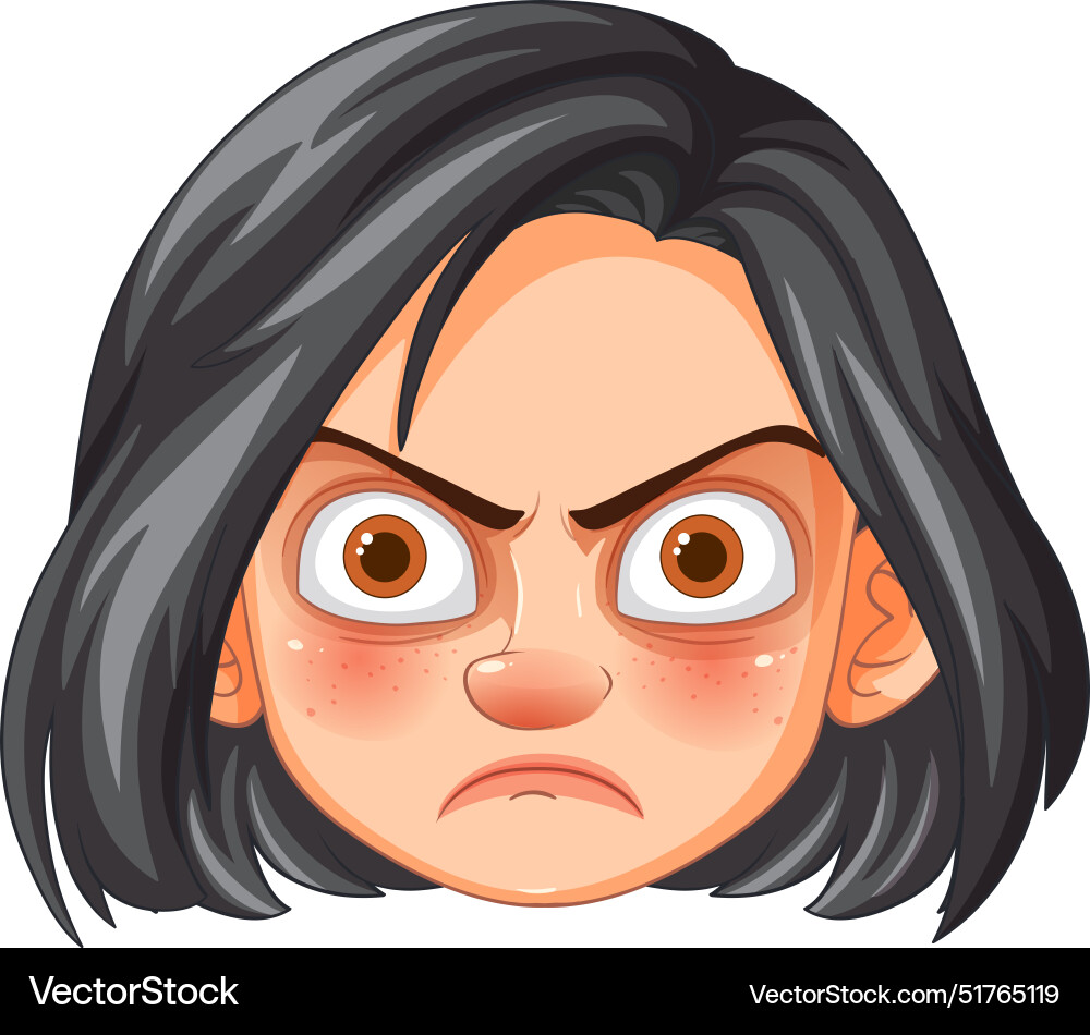 An angry womans face Royalty Free Vector Image