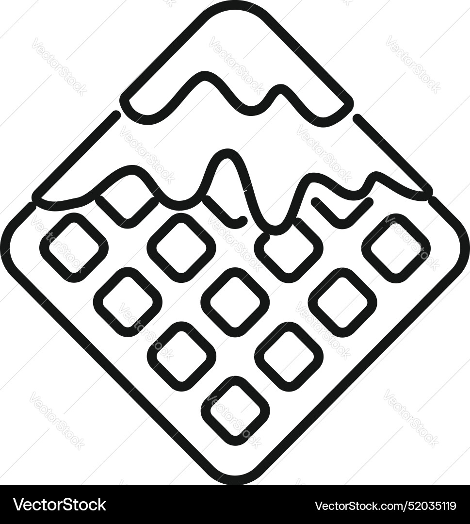 Delicious square waffle with syrup dripping Vector Image