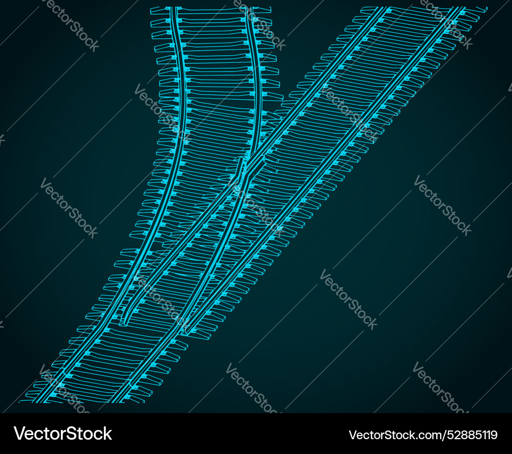 Fork in the railway tracks Royalty Free Vector Image