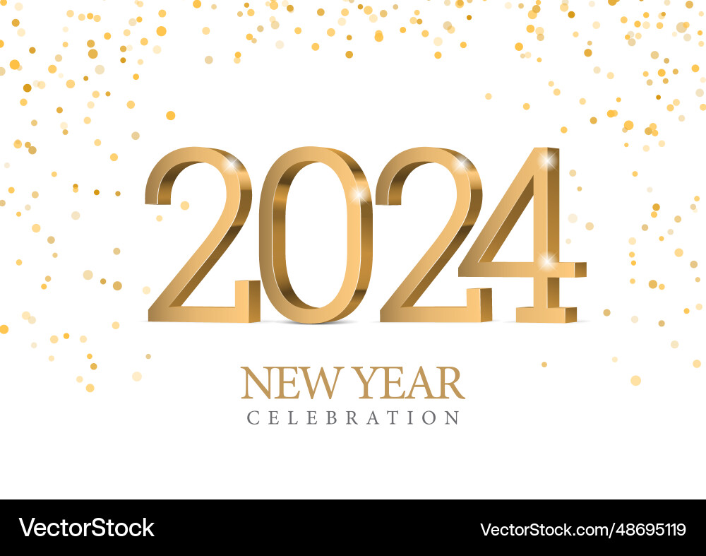 Gold text design 2024 golden 3d numbers Royalty Free Vector