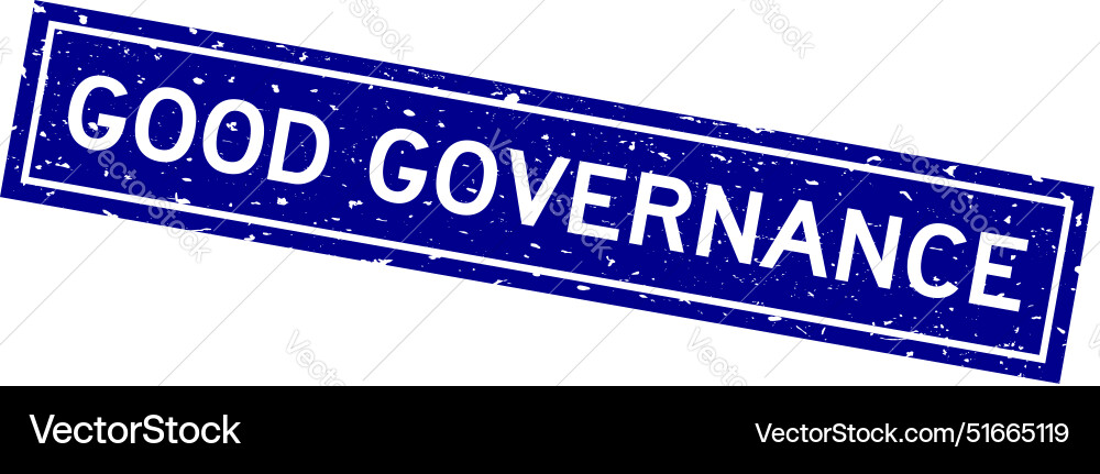 Grunge blue good governance word square rubber Vector Image
