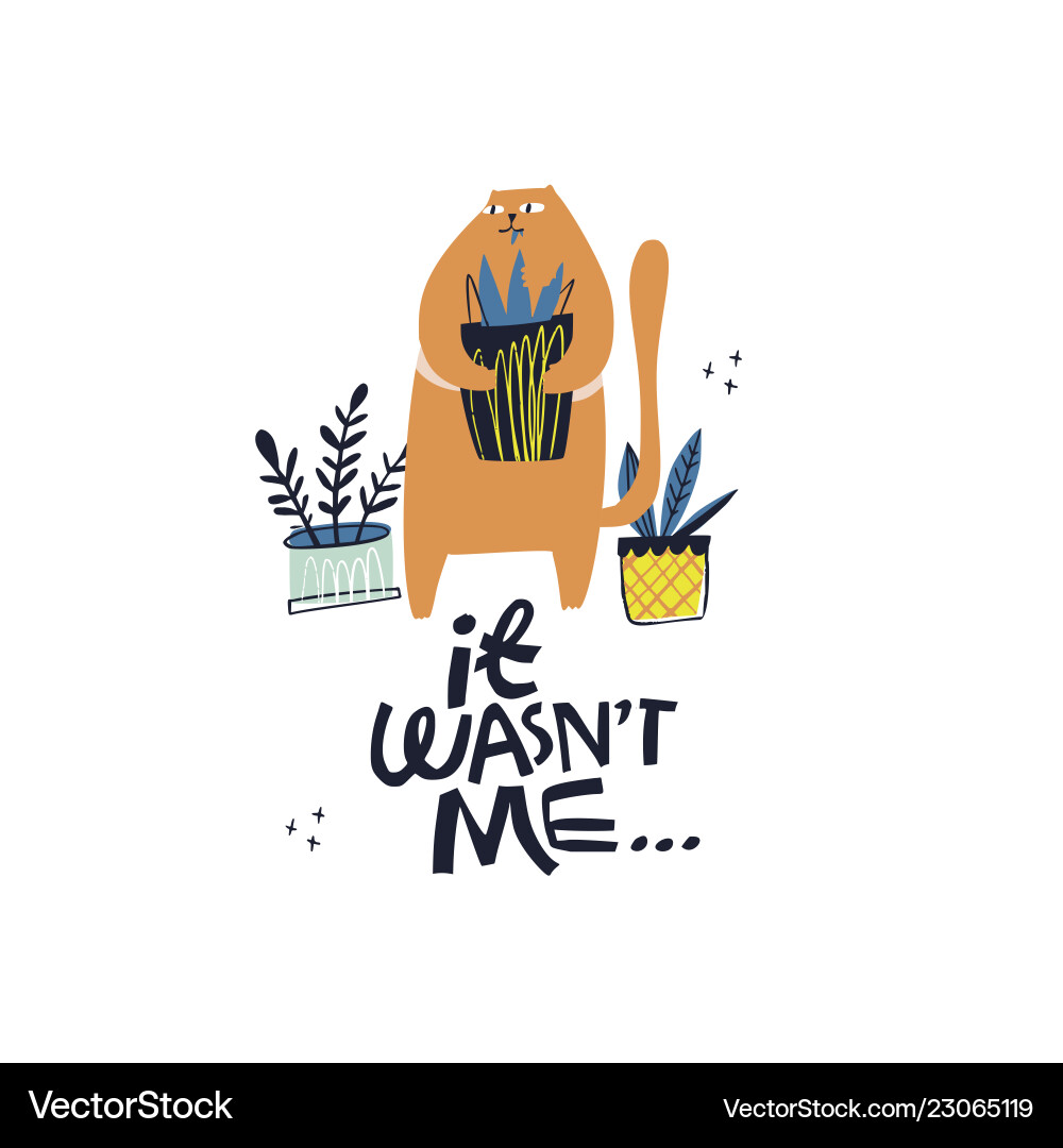 Guilty cat excuse color flat hand drawn character Vector Image