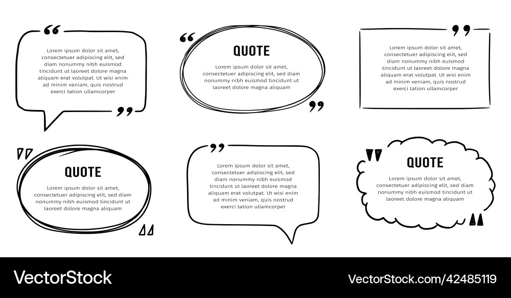 Quote box sketch text frame set Royalty Free Vector Image