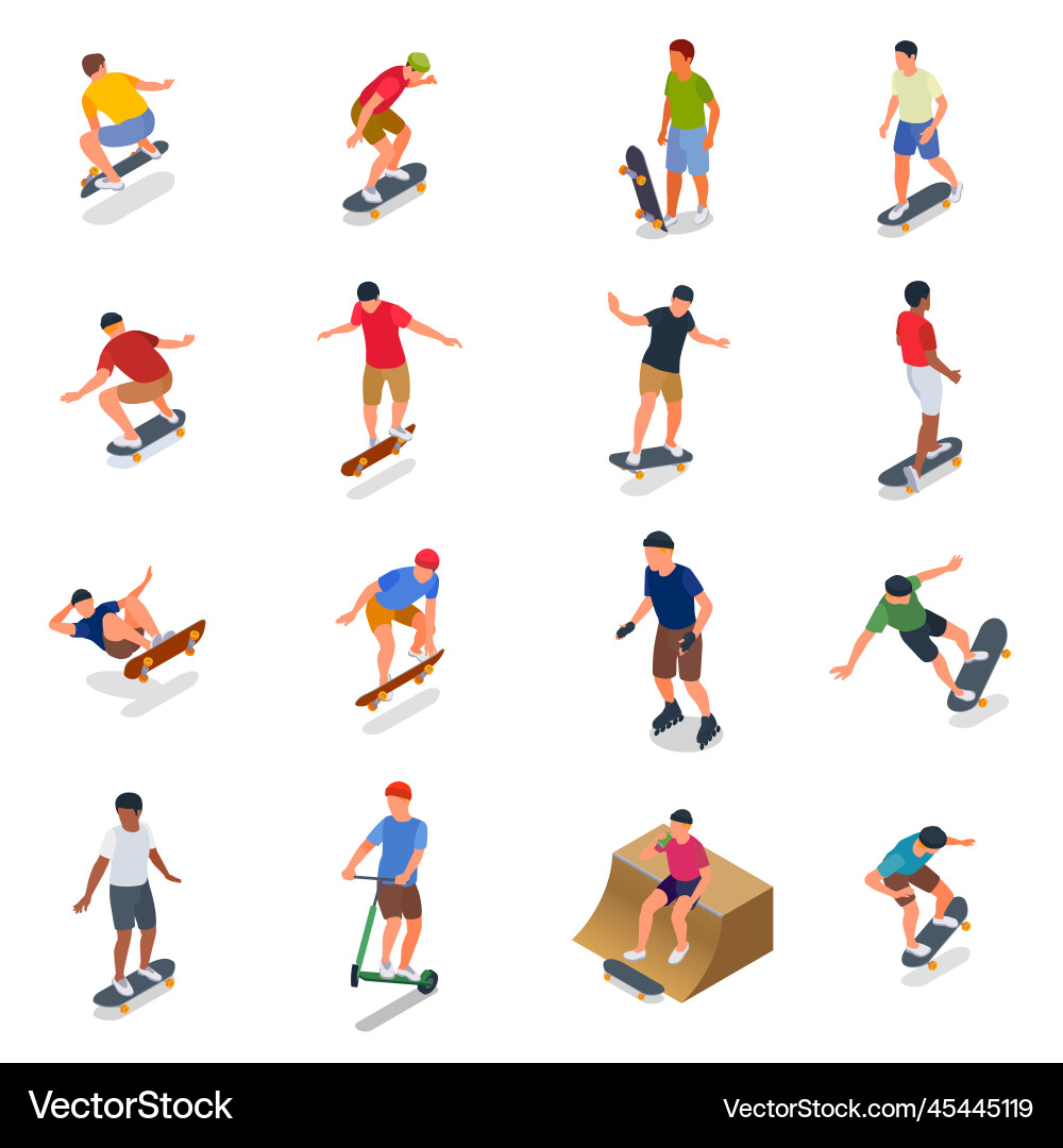 Skate park icons set Royalty Free Vector Image