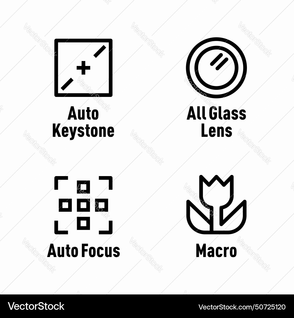 Auto keystone all glass lens focus macro Vector Image