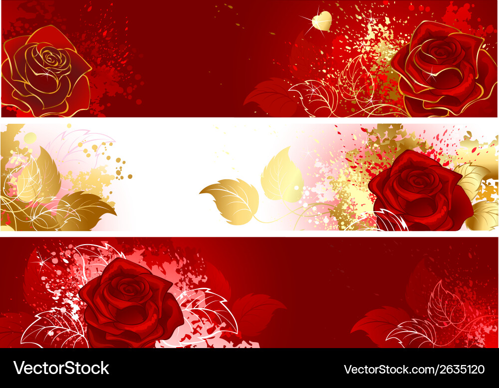 Banners with red roses Royalty Free Vector Image