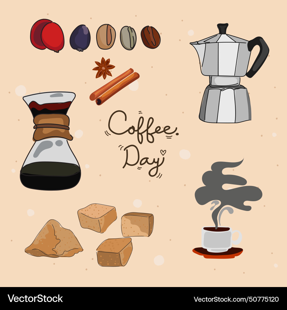 Coffee time graphic design set Royalty Free Vector Image