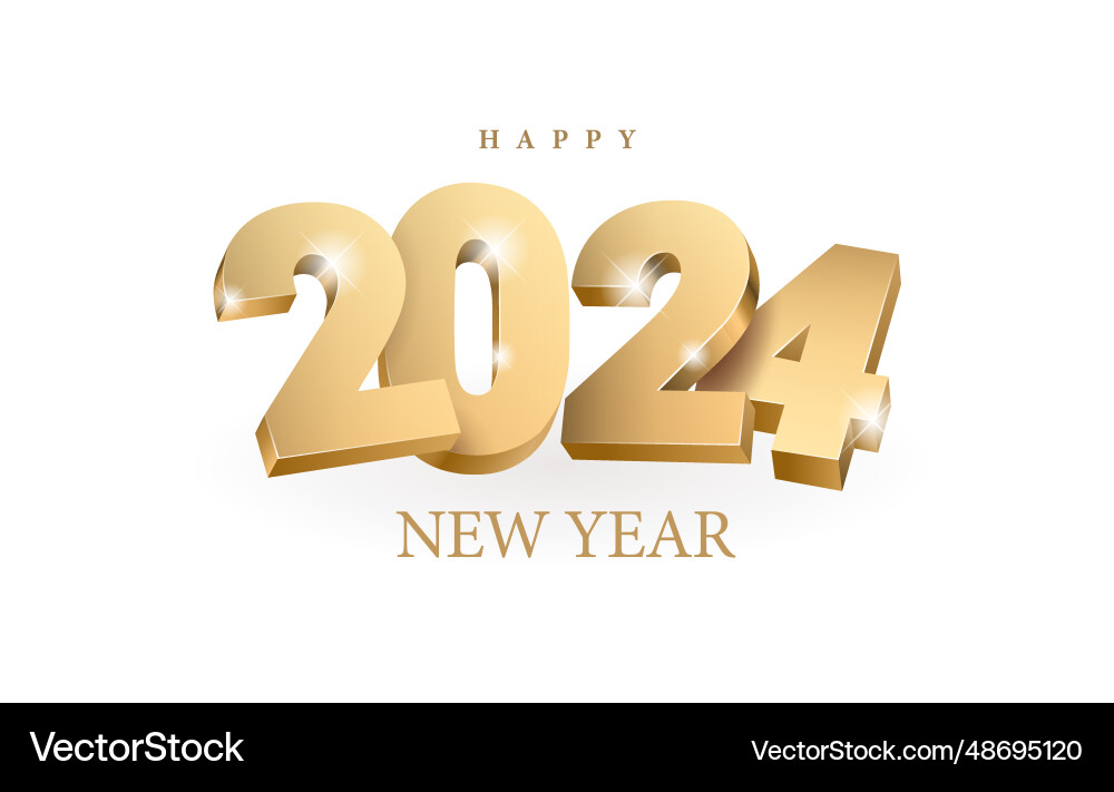 Gold text design 2024 golden 3d numbers Royalty Free Vector