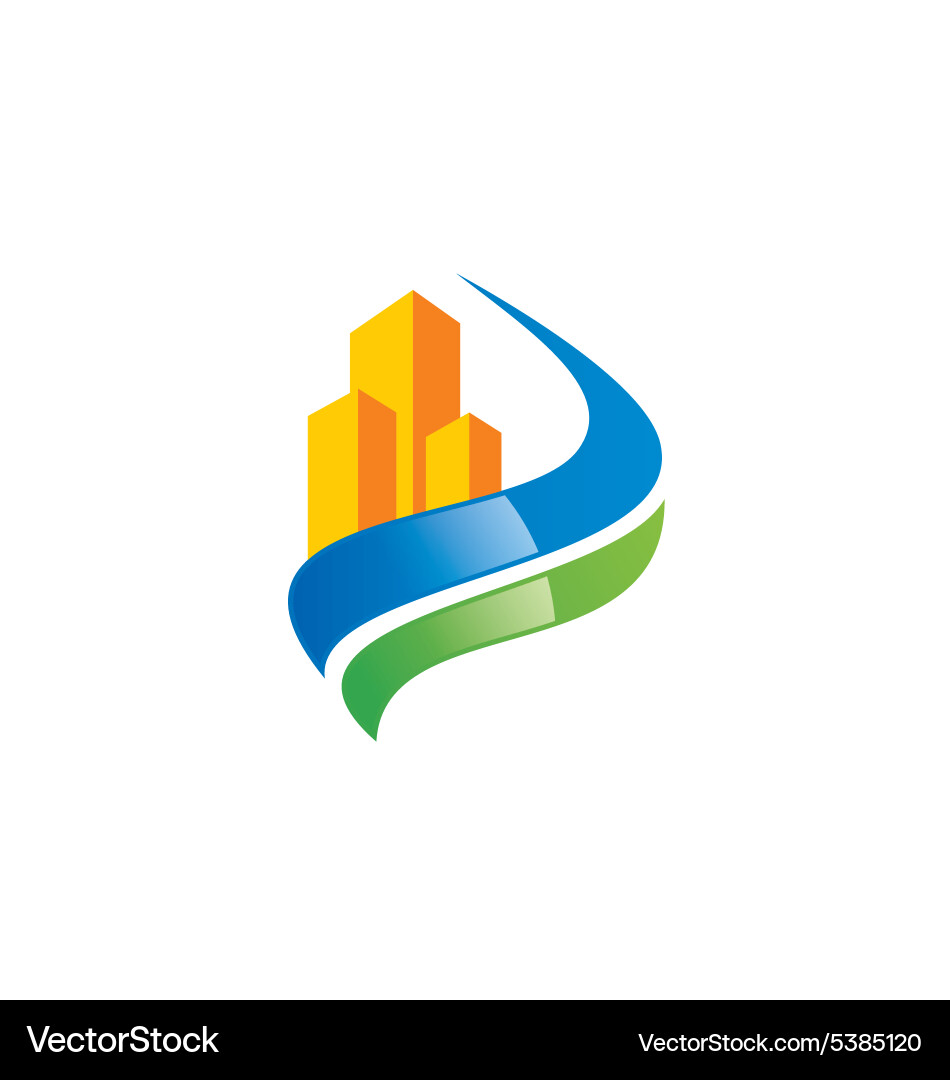 Green health building construction logo Royalty Free Vector